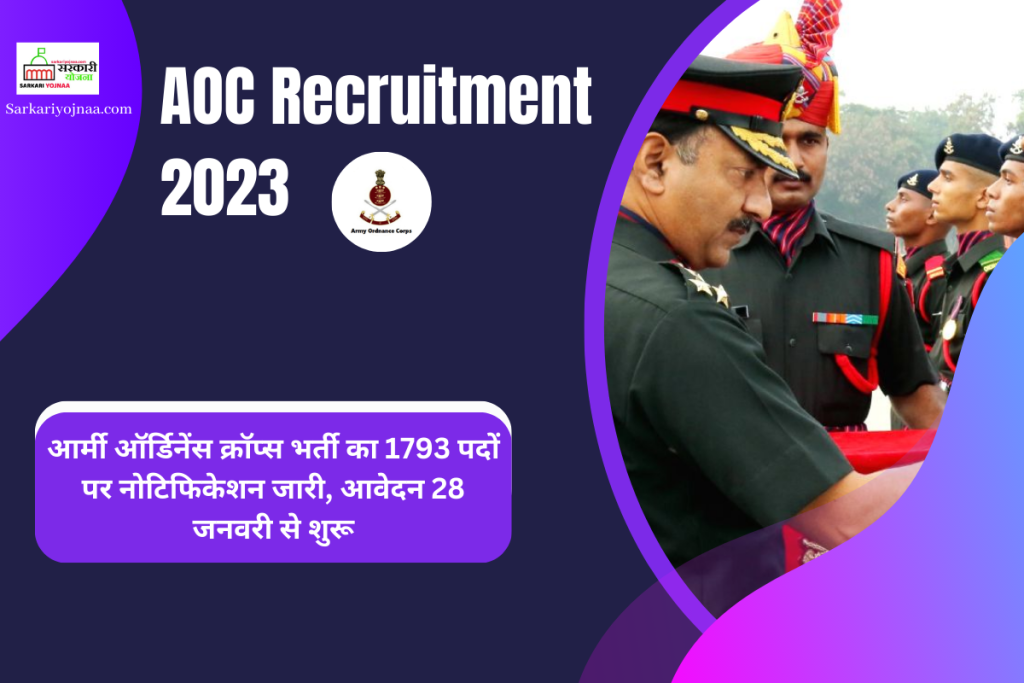 AOC Recruitment 2023 - AOC भर्ती 1793, Application Form, Dates?