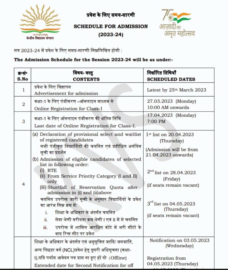 KVS Online Application Form 2024–2025 for Class 1–12 Apply Now